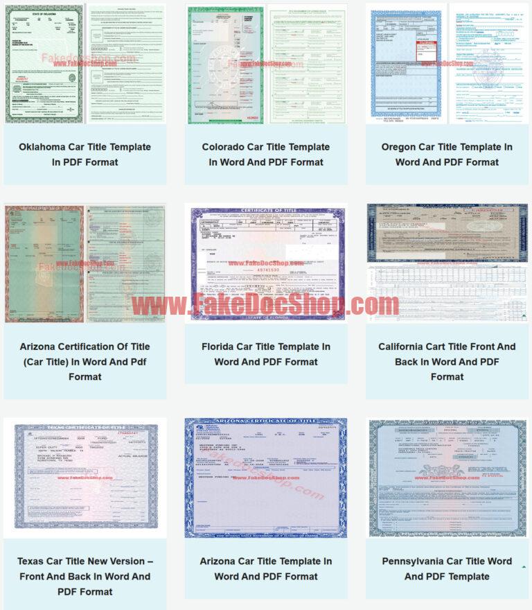 USA Car Title Template – Editable Forms For All 50 States - Fakedocshop