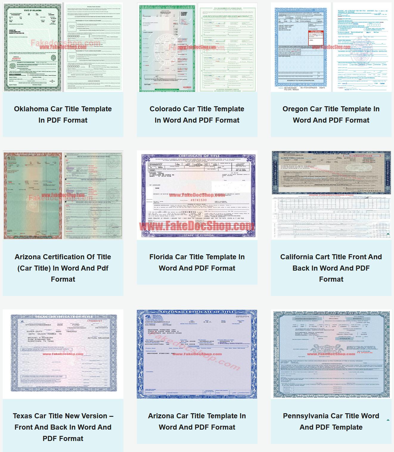 USA Car Title Template – Editable Forms For All 50 States - Fakedocshop