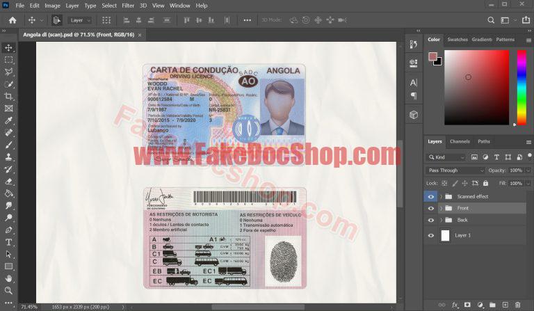 Free Download Angola Driving License Template In PSD Format - Fakedocshop