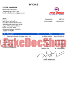 Indonesia Putra Samudra Shopping Bill Pdf Template - Fakedocshop