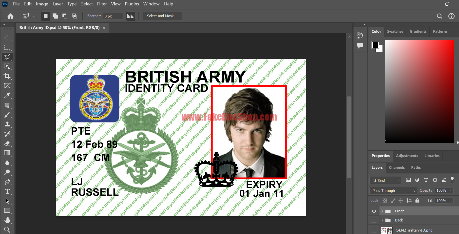 Free Download British Army ID Cards For Film And TV Template - Fakedocshop