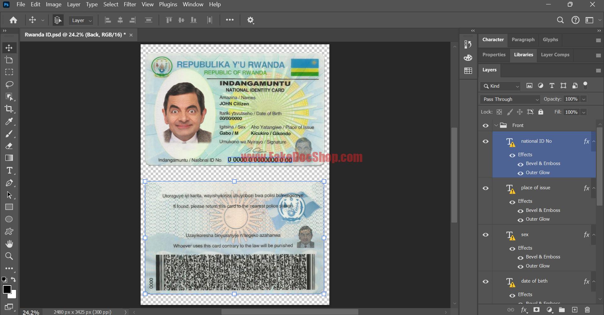 Rwanda ID Card PSD Template - Fakedocshop