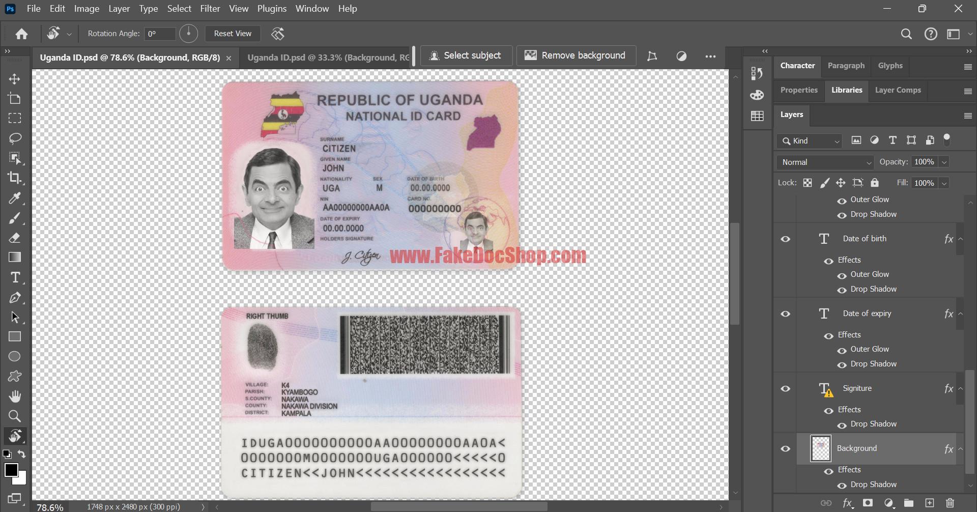 Uganda ID Template In PSD Format Fully Editable - Fakedocshop