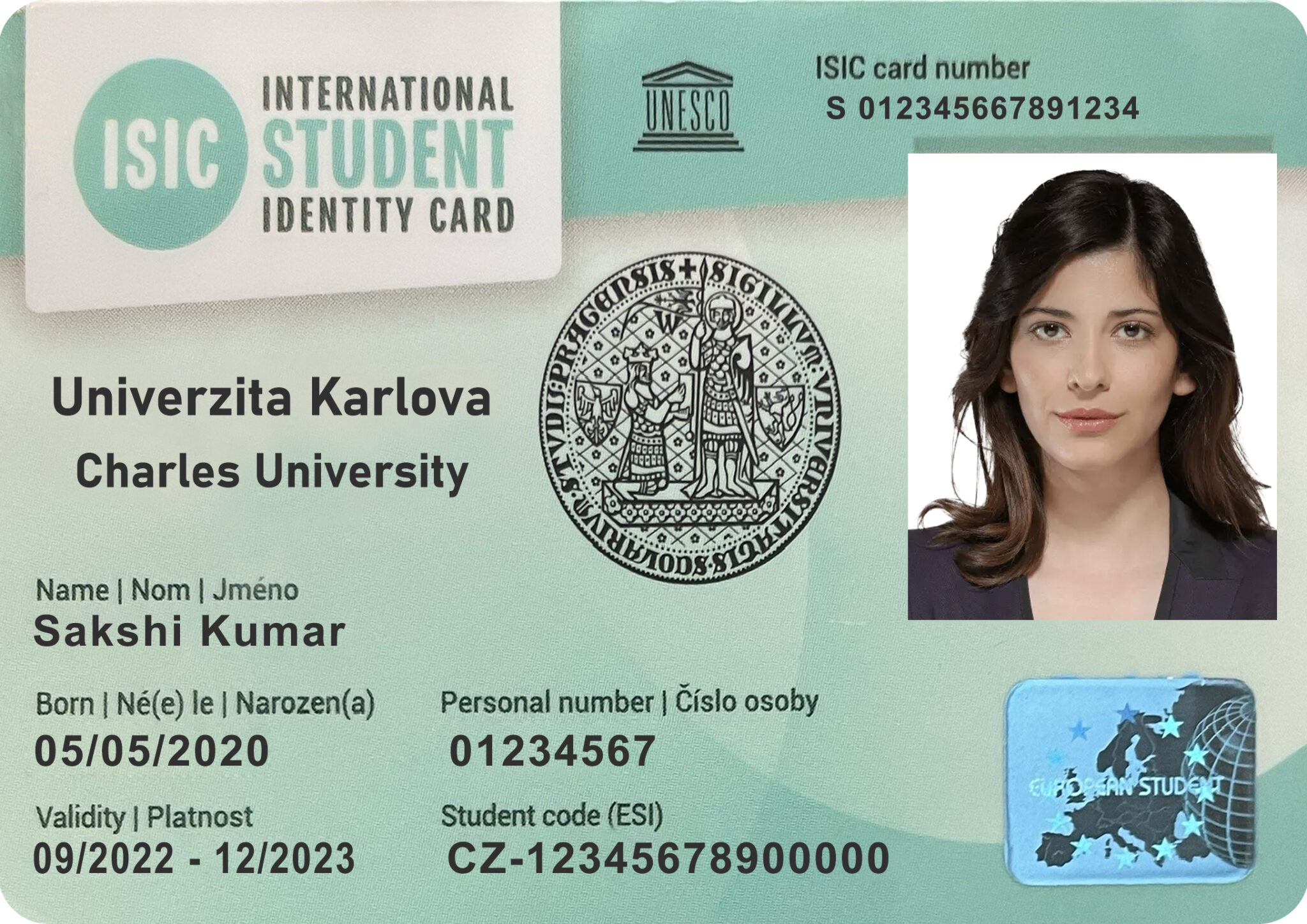 Charles University Student ID Card PSD Template - Fakedocshop