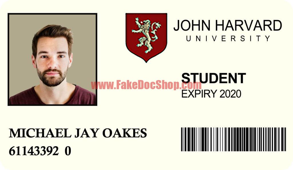 John Harvard University Student ID Card PSD Template - Fakedocshop