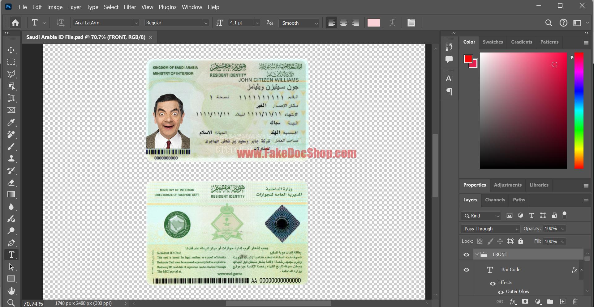 Saudi Arabia National Identity ID Card PSD Template - Fakedocshop