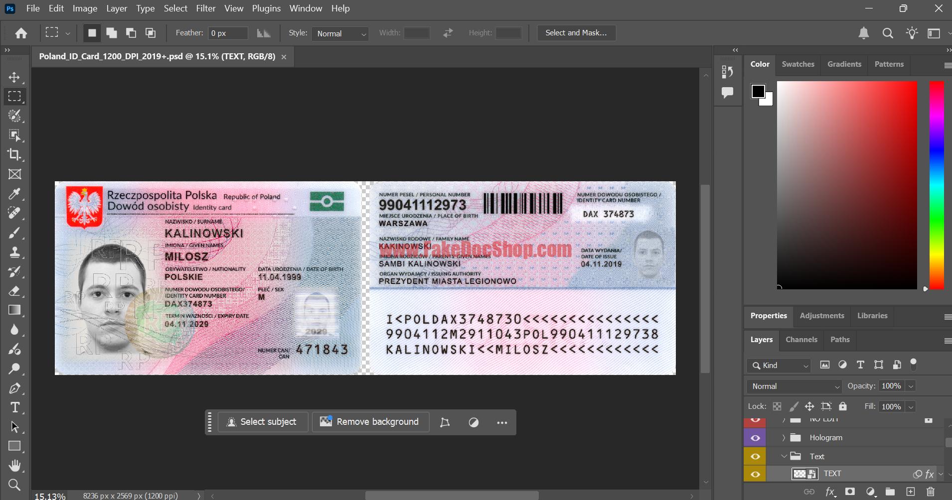 Poland ID Card PSD Template 1200DPI (2019 Version) - Fakedocshop