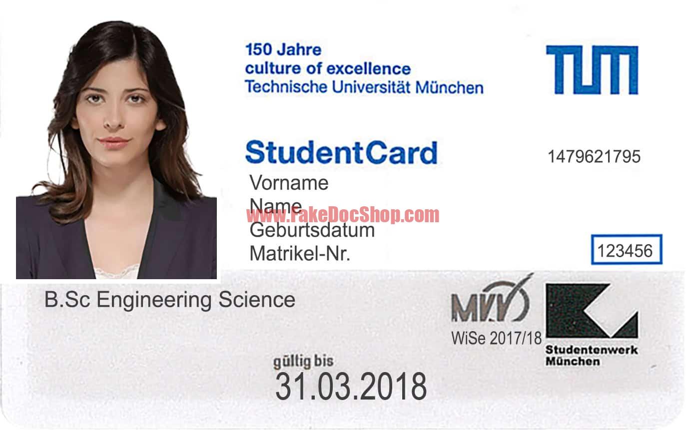 Technical University Of Munich Student ID Card Psd Template - Fakedocshop