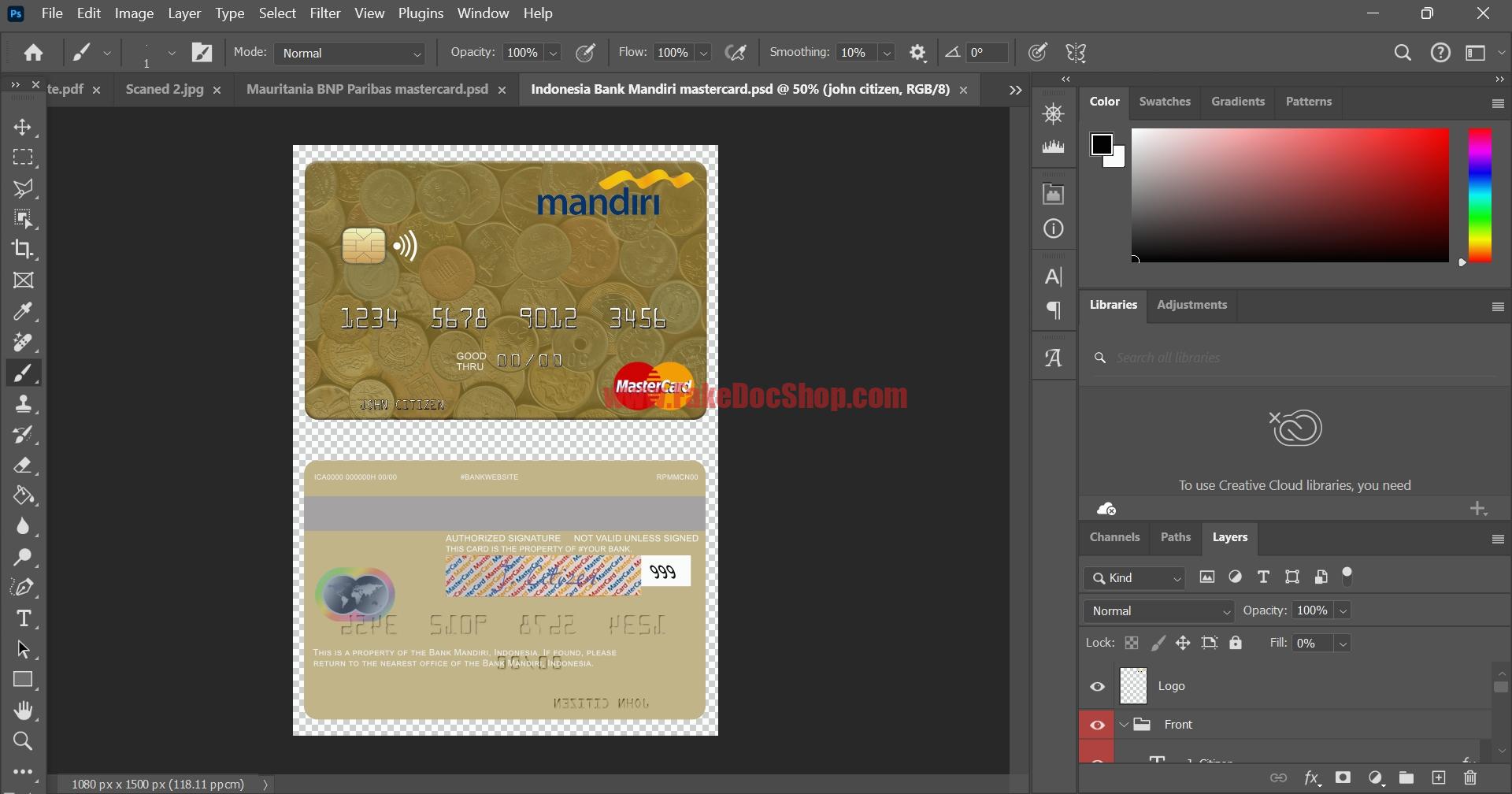 Indonesia Bank Mandiri Mastercard Templates In PSD Format - Fakedocshop