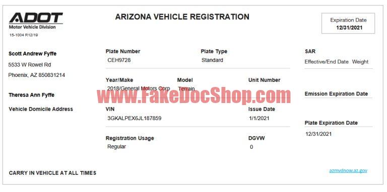 Arizona USA Vehicle Registration Template - A Customizable Guide In PDF ...