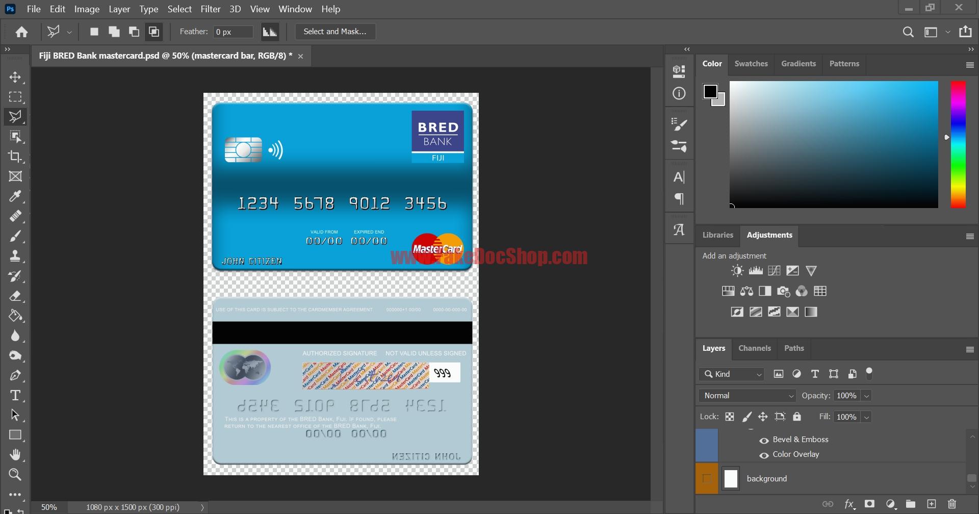 Fiji BRED Bank MasterCard Credit Card Template - Fakedocshop