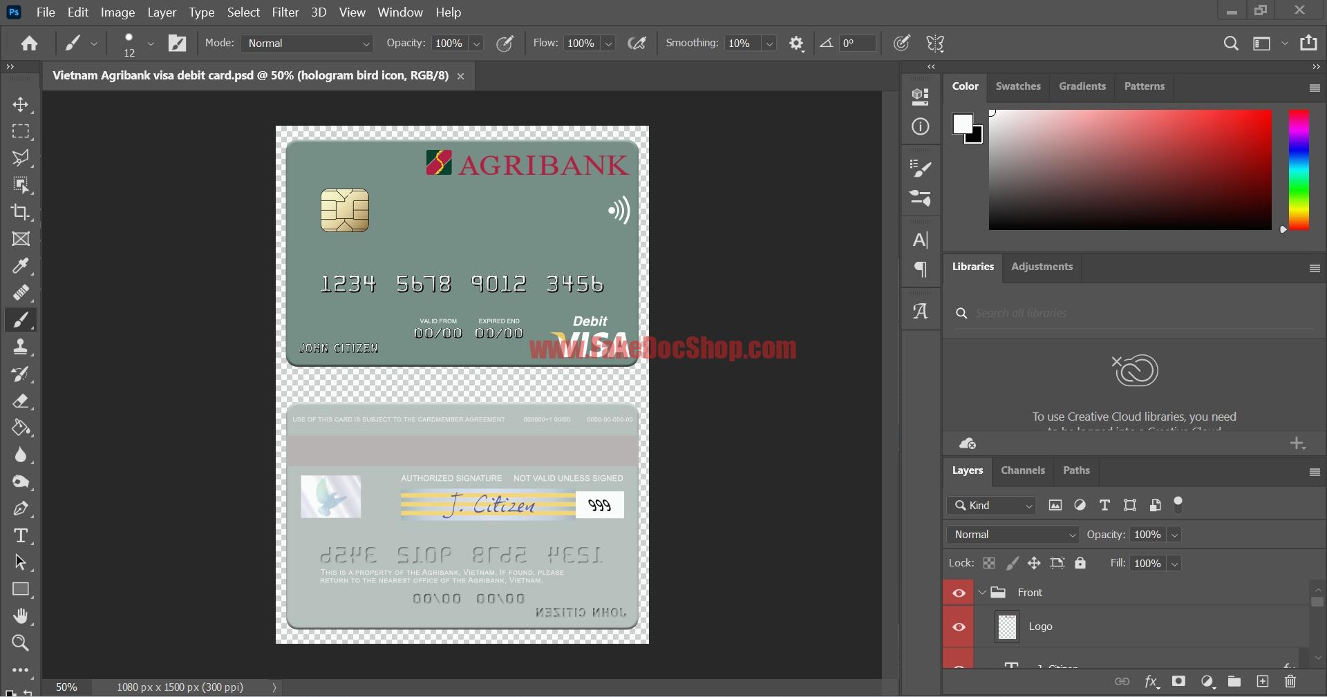 Vietnam Agribank Visa Debit Card PSD Template - Fakedocshop