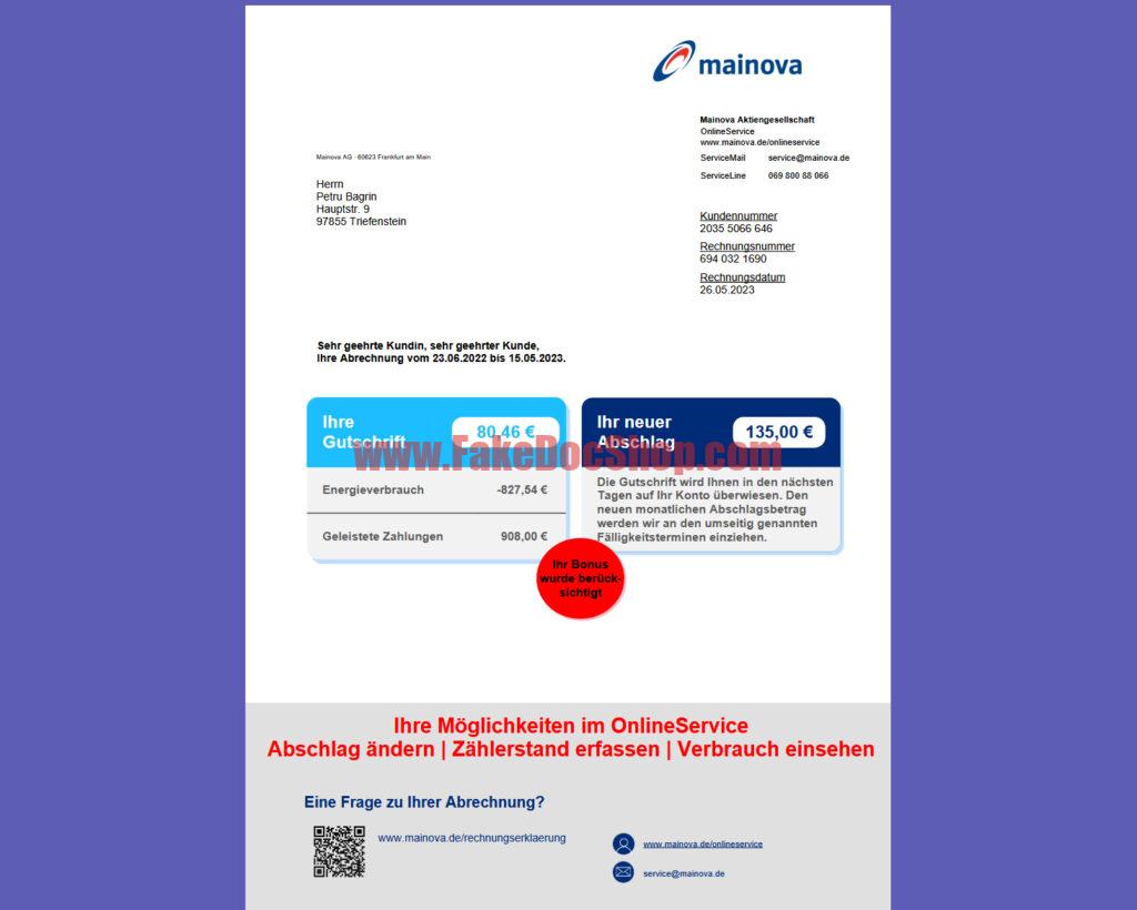 Germany Mainova Annual Electricity Bill Template In Word And Pdf Format ...
