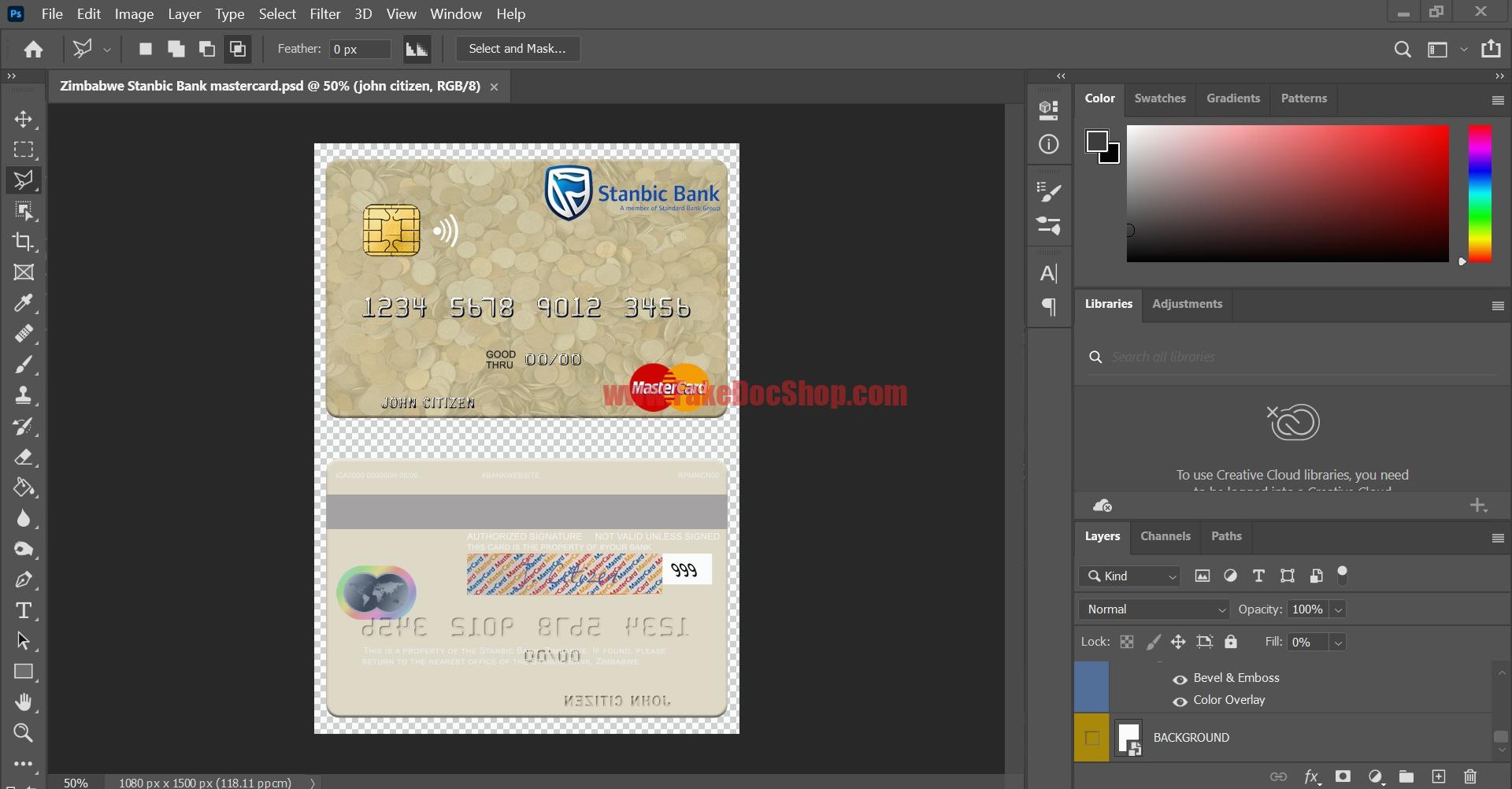 Zimbabwe Stanbic Bank MasterCard Credit Card PSD Template - Fakedocshop