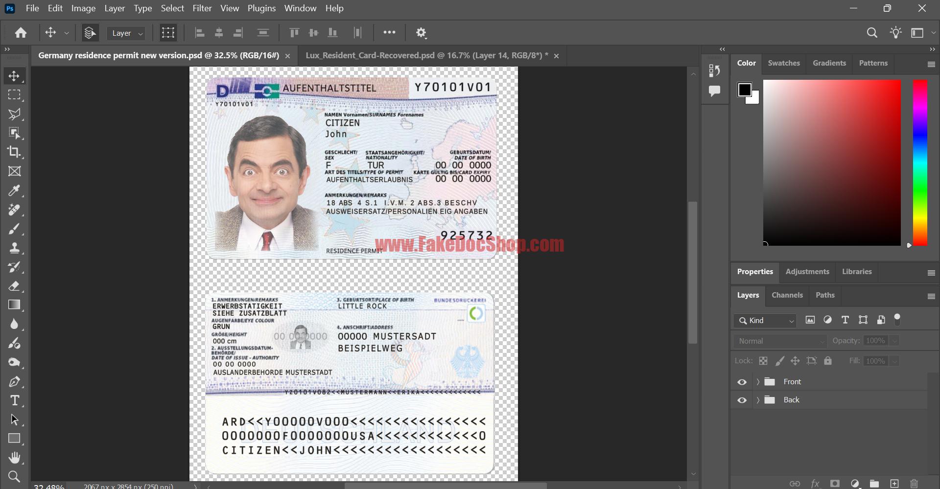 Editable Germany Residence Permit Card PSD Template V2 (Instant ...