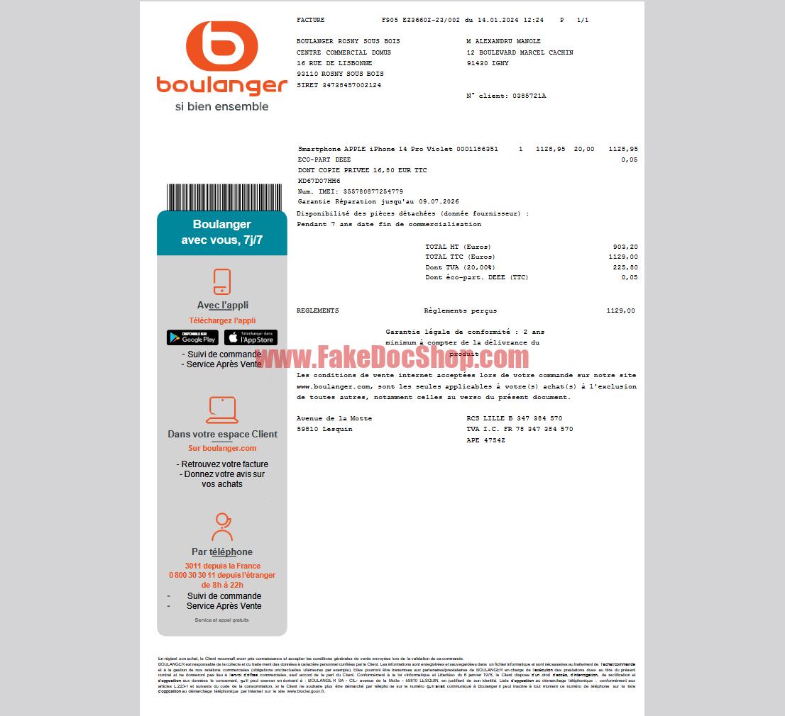 France Cdiscount Invoice Template In Word And Pdf Format - Fakedocshop