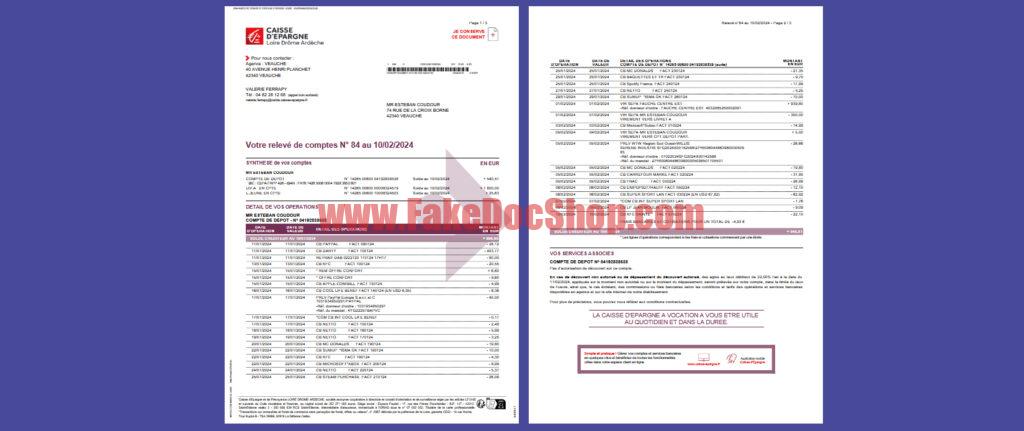 France Personal Banking Account And Savings Statement Template ...