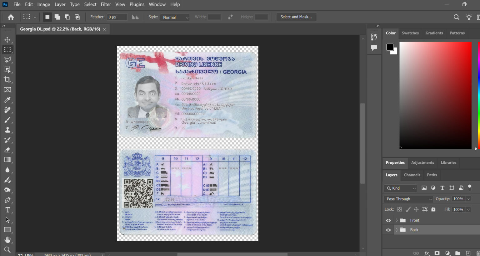 Georgia Country Driving License PSD Template - Fakedocshop