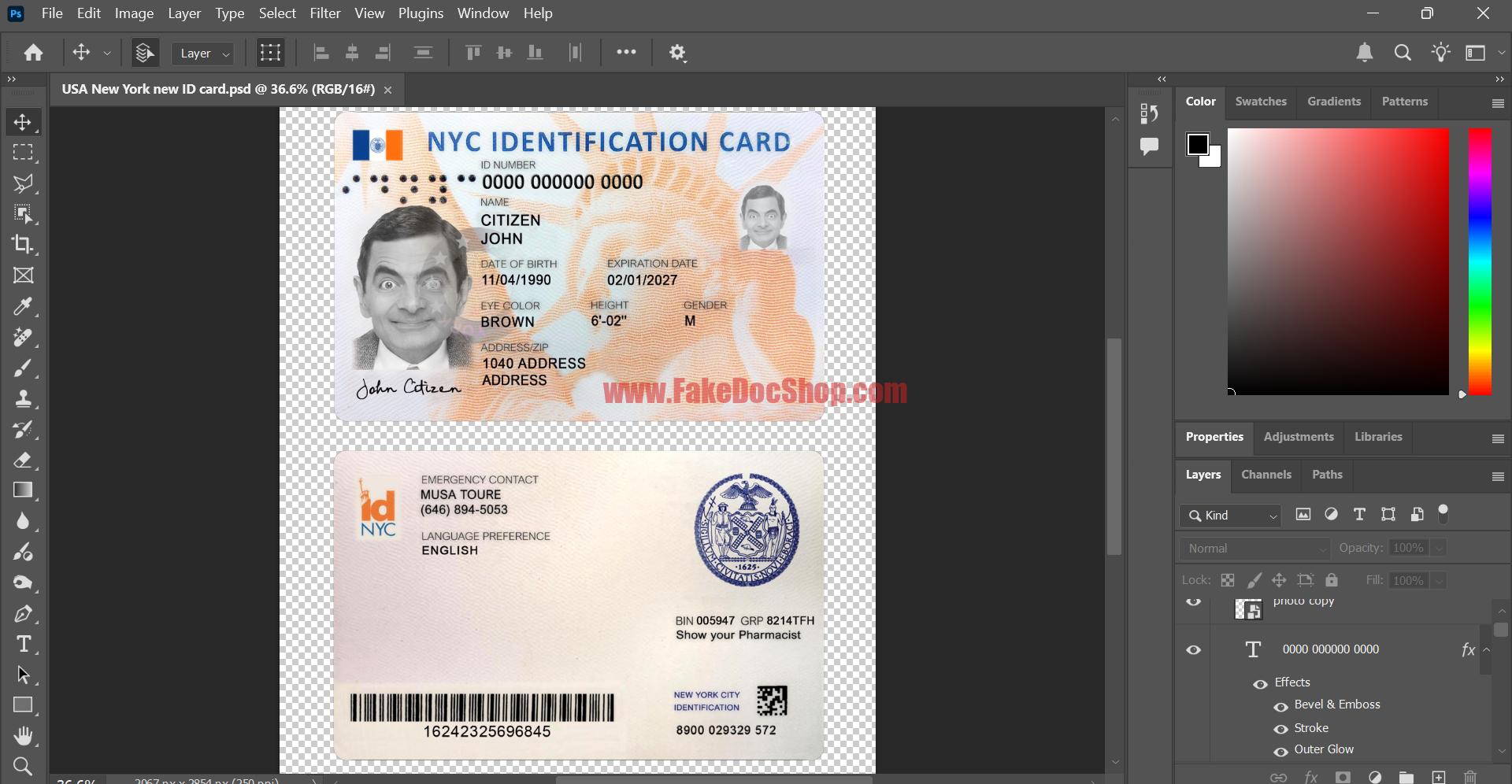 Editable New York State ID Template (PSD Format, Version 2) - Fakedocshop