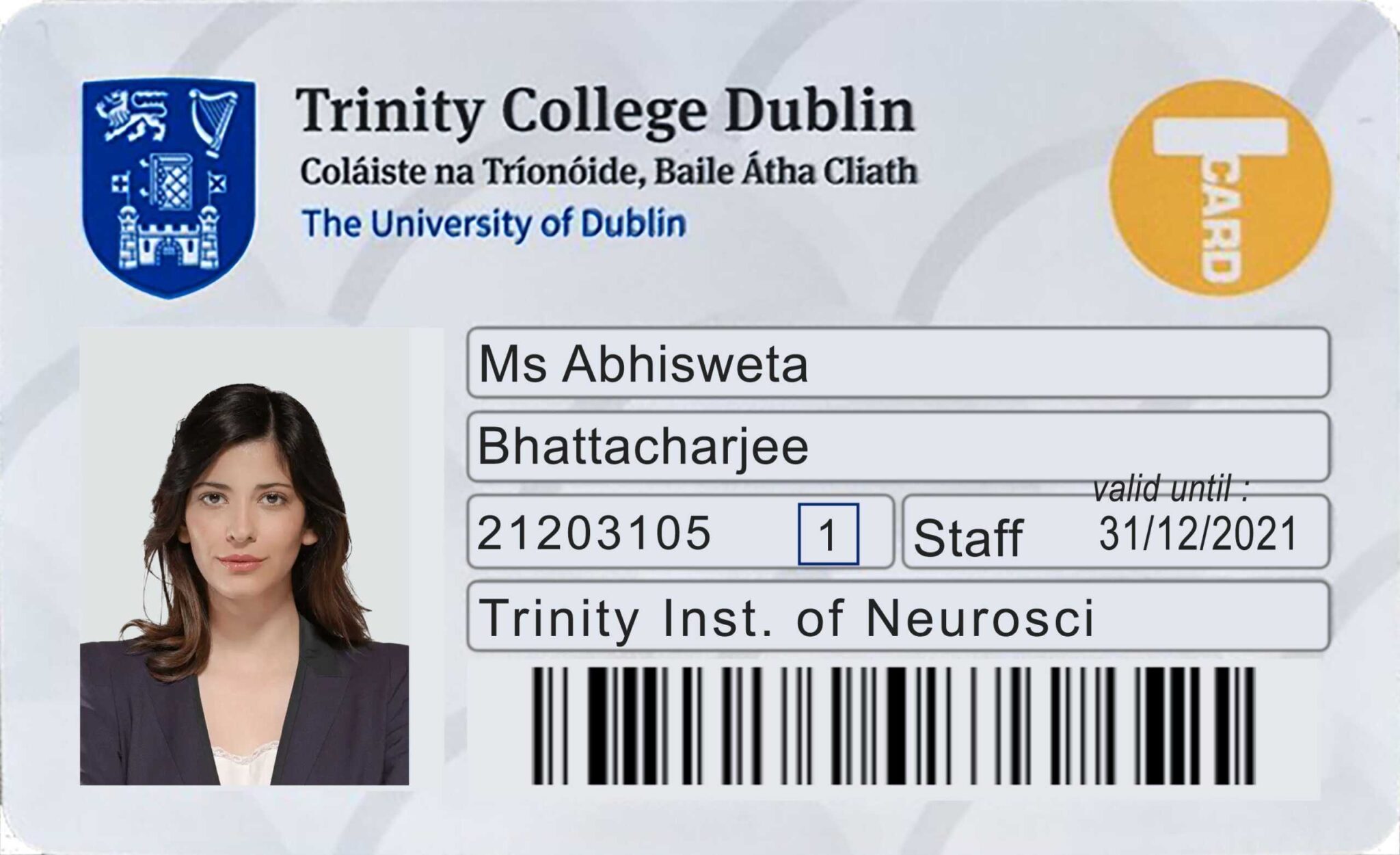 Trinity College Dublin Student ID Card PSD Template - Fakedocshop