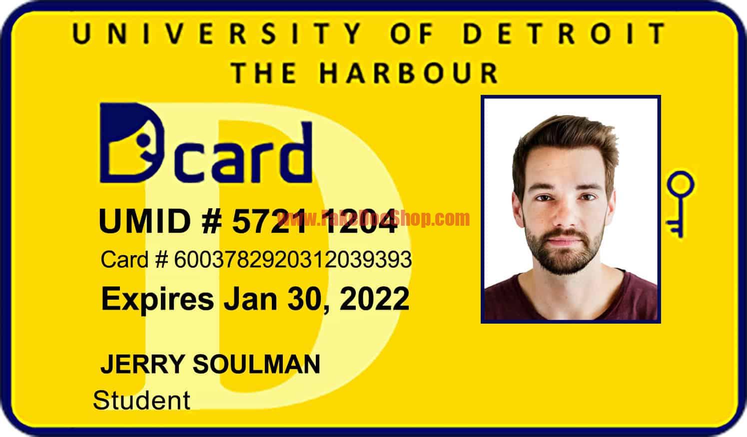 University Of Detroit The Harbour Student ID Card PSD Template ...