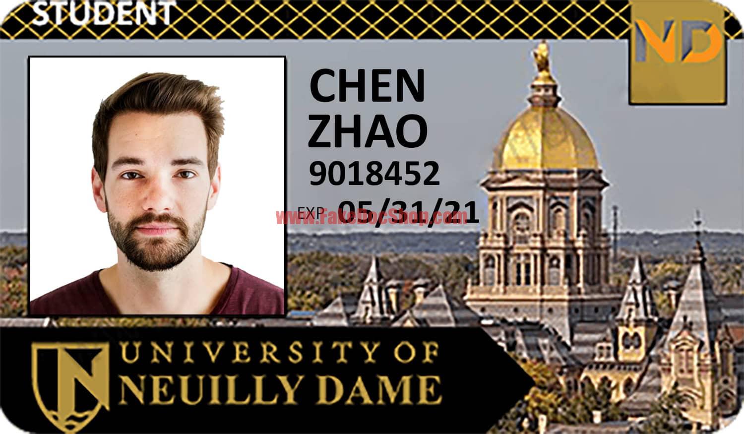 University Of Neuilly Dame Student ID Card PSD Template - Fakedocshop