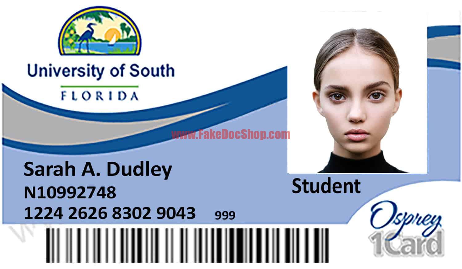 University Of South Florida Student ID Card PSD Template - Fakedocshop