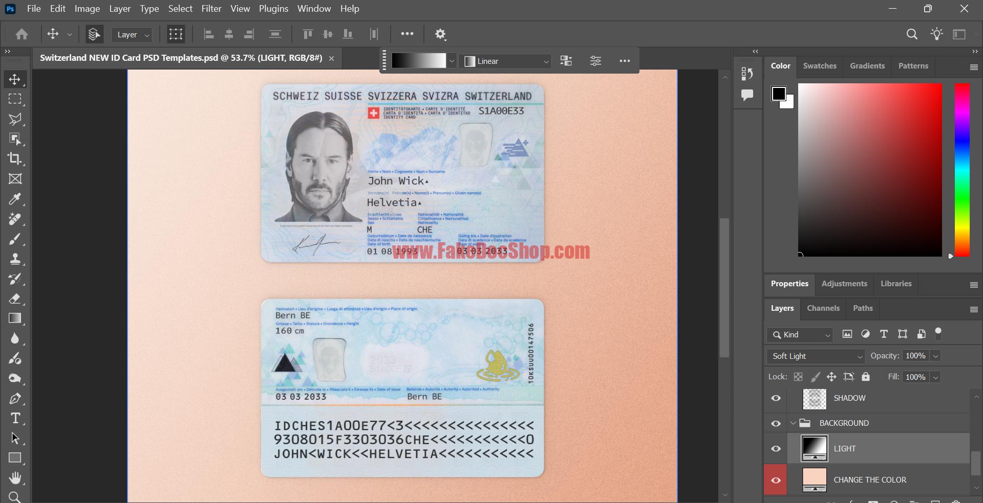 Switzerland ID Card PSD Template (New 2025) - Fakedocshop